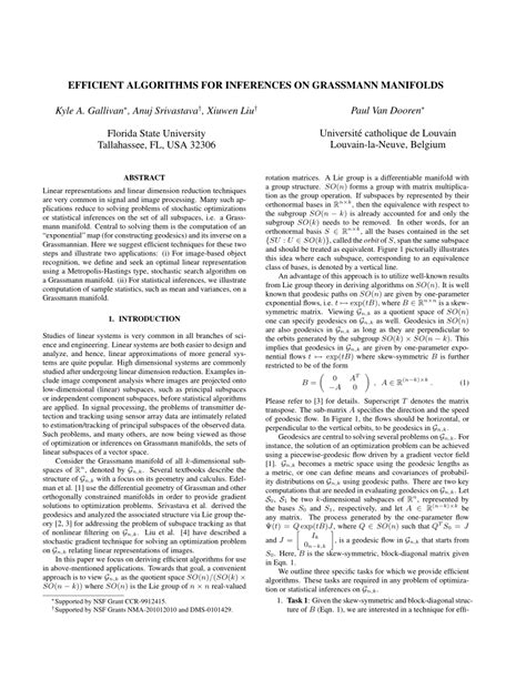 Pdf Efficient Algorithms For Inferences On Grassmann Manifolds