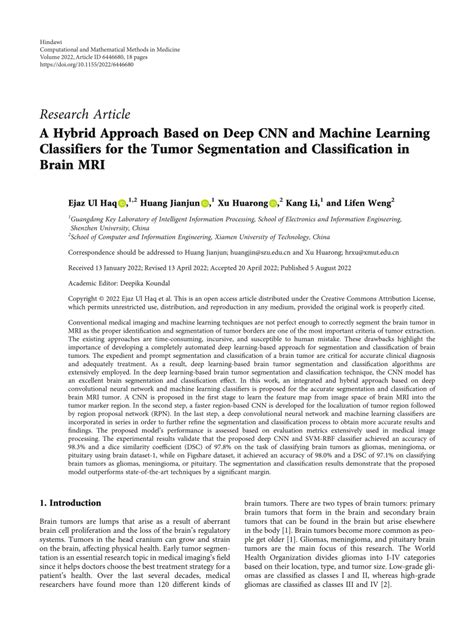 Pdf A Hybrid Approach Based On Deep Cnn And Machine Learning Classifiers For The Tumor
