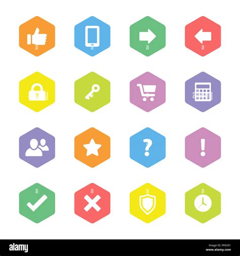 JPEG Colorful Flat Computer And Miscellaneous Icon Set With Hexagon For Web UI Infographic