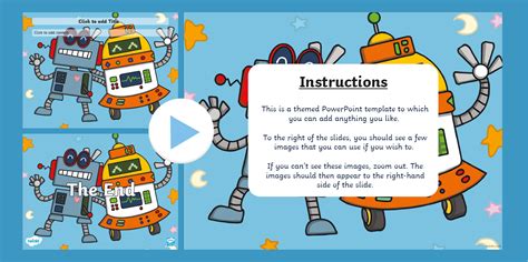 Robot Themed Editable Powerpoint Template Twinkl