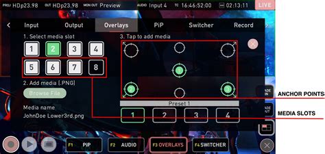 Cast Overlays Menu Support Atomos