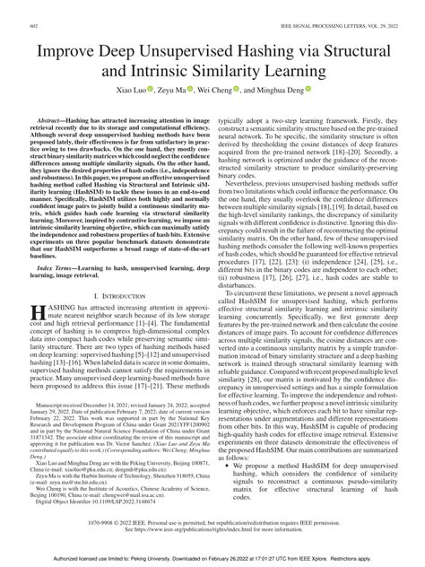 Pdf Improve Deep Unsupervised Hashing Via Structural And Intrinsic