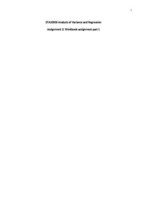 Sta2000 6 Regression Sta20006 Analysis Of Variance And Regression