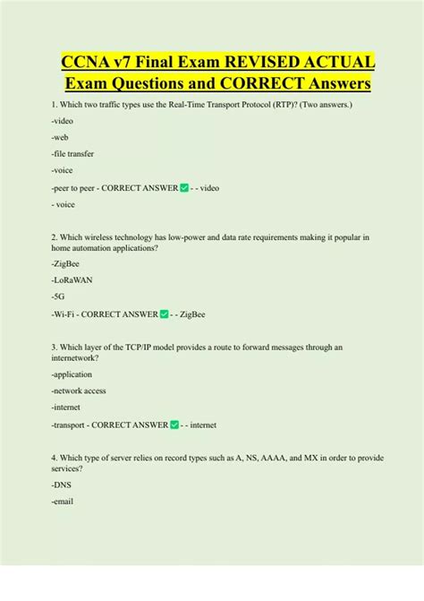 CCNA V7 Final Exam REVISED ACTUAL Exam Questions And CORRECT Answers CCNA Cisco Certified