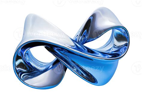 Abstract Blue Metallic Sculpture With Intertwined Shapes Reflecting Light Modern Art Concept