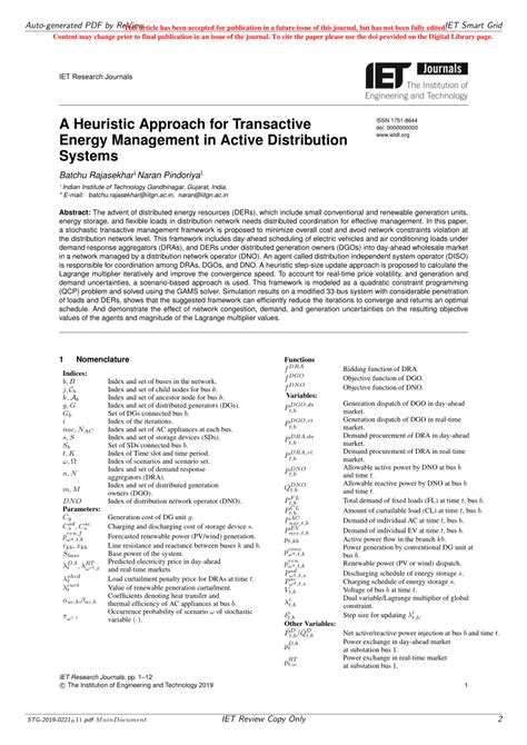Pdf A Heuristic Approach For Transactive Energy Management In Active