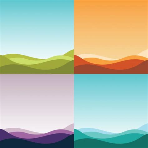 Four Gradient Abstract Backgrounds Set Simple Nature Landscapes
