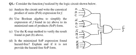 Solved Q Consider The Function F Realized By The Logic Chegg