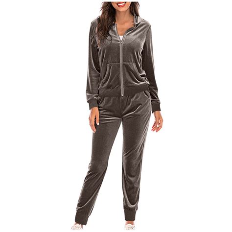 Mrat Womens Velour Tracksuit Two Piece Outfits For Women Long Sleeve