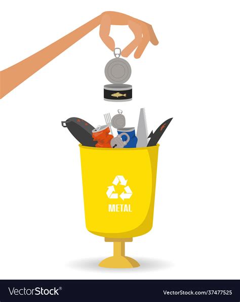 Man Throws Garbage Into A Metal Container Vector Image