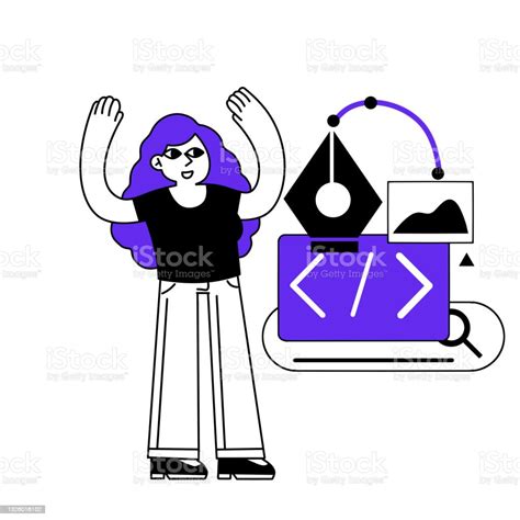 Female Character Web Designer Website Development Coding And Programming Digital Profession