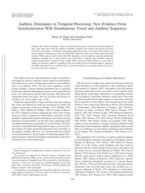 Auditory Dominance In Temporal Processing New Evidence From Synchronization With Simultaneous