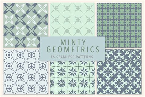 Minty Geometrics Vector Pattern Set Graphic By Jennadesigns · Creative