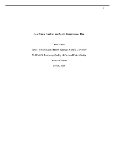 Assessment 2 Root Cause Analysis And Safety Improvement Nurs Fpx4020