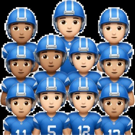 Football Guys Team Mixed Race Blue With Helmet Emoji Ai Emoji Generator