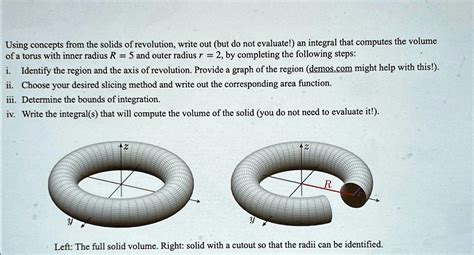 using concepts from the solids of revolution write out but do not evaluate an integral that