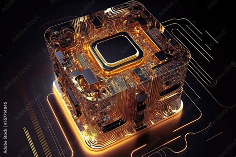 Abstract Quantum Computing Circuit With Futuristic Design Created With Generative AI Technology