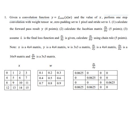 1 Given A Convolution Function Y Fcony Xw And