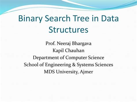 Binary Search Tree In Data Structures Ppt Computing Technology