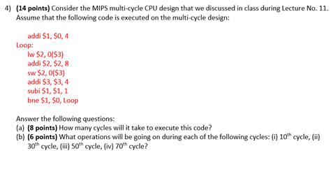 Solved Points Consider The MIPS Multi Cycle CPU Chegg