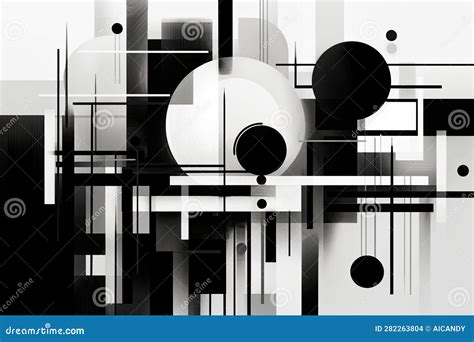 Symphony Of Abstract Lines And Shapes On A Monochromatic Background Showcasing The Interplay