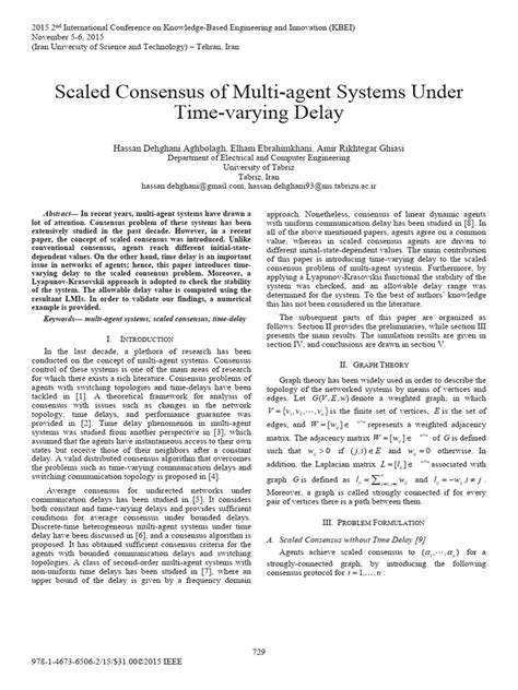 Scaled Consensus Of Multi Agent Systems Under Time Varying Delay Pdf