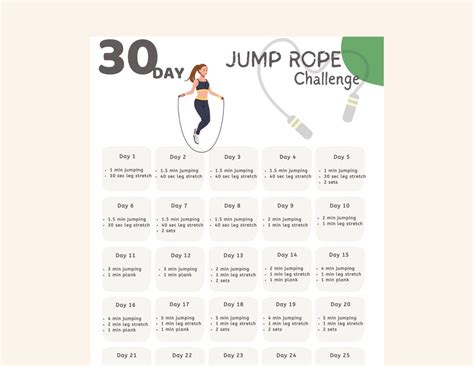 30 Day Jump Rope Challenge Printable Fitness Planner Pdf Etsy