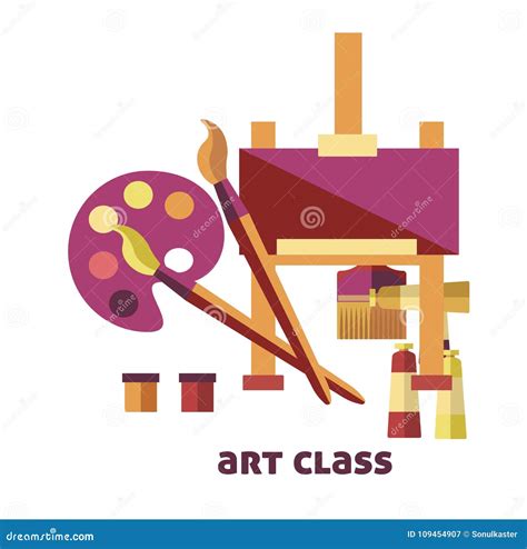 Art Class Equipment To Create Pictures Promo Poster Stock Vector
