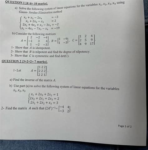 Solved Question 1 4610 Marks A Solve The Following