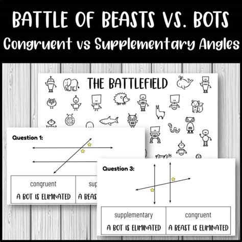 Congruent Vs Supplementary Angles Activity Parallel Lines Cut By A Transversal
