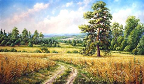 Картина на холсте Пшеничное поле купить картину маслом в картинной галереи Сайт подарков