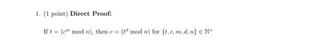 solved 1 1 point direct proof if t c m mod n then c