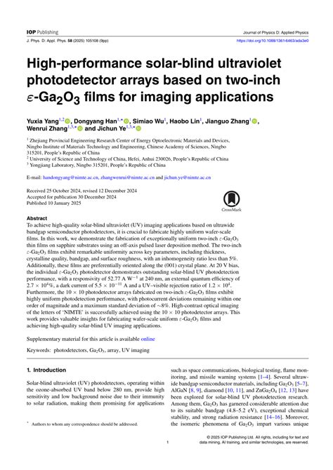 High Performance Solar Blind Ultraviolet Photodetector Arrays Based On Two Inch ϵ Ga2o3 Films