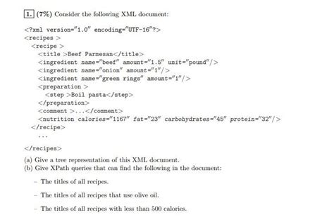 Solved 1 7 Consider The Following XML Document Chegg Com