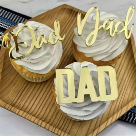 Acrylic Cupcake Charm Set Dad Word Script Font Bakers Boutique