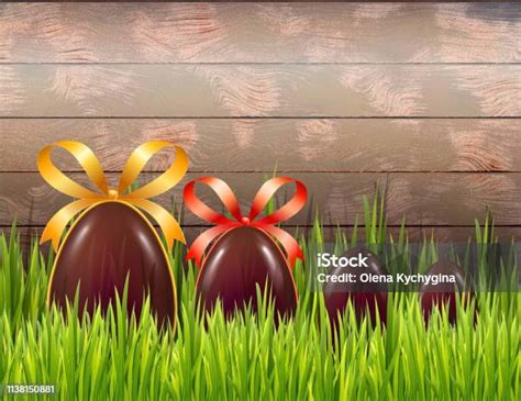 복사 공간 소박한 나무 배경에 초콜릿 부활절 달걀 벡터 일러스트 0명에 대한 스톡 벡터 아트 및 기타 이미지 0명 4월