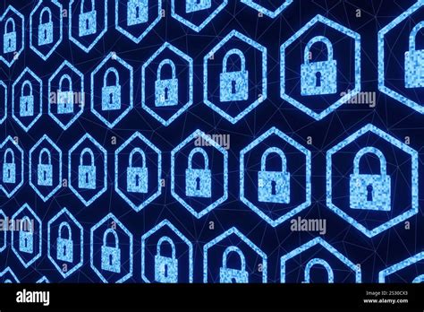 Digital Pixelated Display Of Rows Of Padlocks In A Hexagonal Cell In