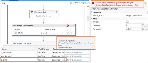 Cannot Assign From Type Systemobject To Type Systemdatadatatable
