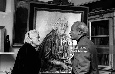 Actress Margaret Rutherford Toasting A New Portrait Of Herself By The