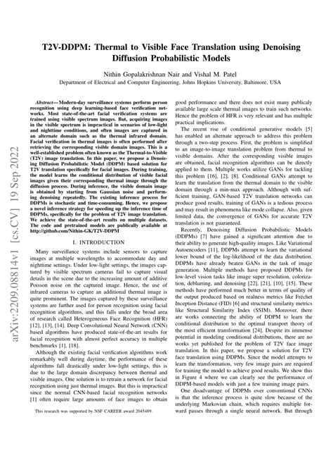 Pdf T2v Ddpm Thermal To Visible Face Translation Using Denoising