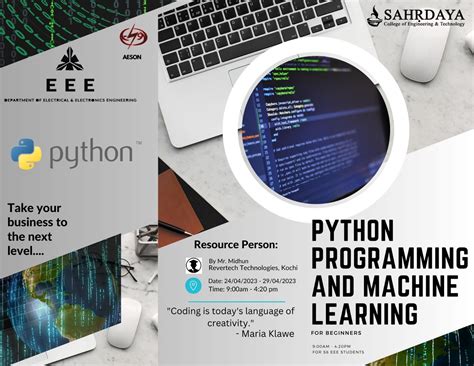 Workshop On Python Programming And Machine Learning Sahrdaya College Of Engineering Technology