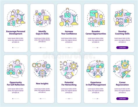 Effective Mentoring Program Signs Onboarding Mobile App Screen Set Stock Image Image Of Menu