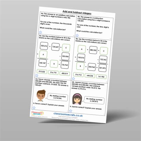 Year 6 Add And Subtract Integers Reasoning And Problem Solving Resource