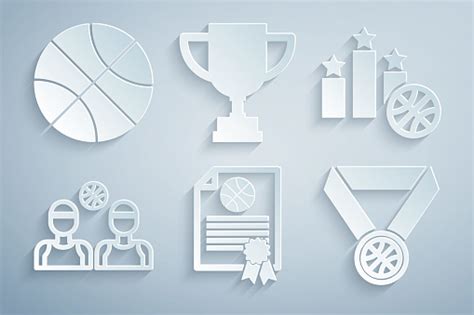 인증서 농구 상 스포츠 우승자 연단 농구 선수 메달 수상 컵 및 아이콘을 설정합니다 벡터 1위에 대한 스톡 벡터 아트 및 기타