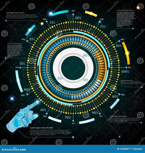 Space Background Or Hightech Futuristic Interface With Robot Hand Handpointer Stock Vector