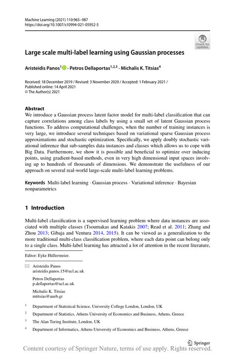 pdf large scale multi label learning using gaussian processes
