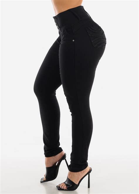 Mx Jeans Black Butt Lifting High Waisted Skinny Jeans With Pockets