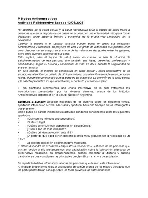 Métodos Anticonceptivos Pdf Control De La Natalidad Condón
