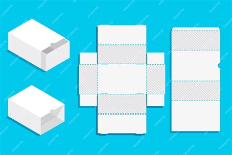 평면 디자인 직사각형 상자 다이 컷 템플릿 무료 벡터
