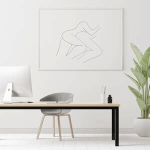 Sexy Couple Line Art Body Positive Art Nude Line Art Couple One Line
